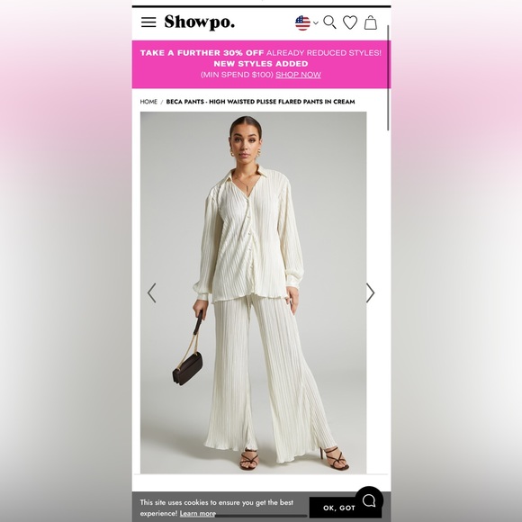 Showpo. | Other | Showpo Plisse Set In Cream | Poshmark